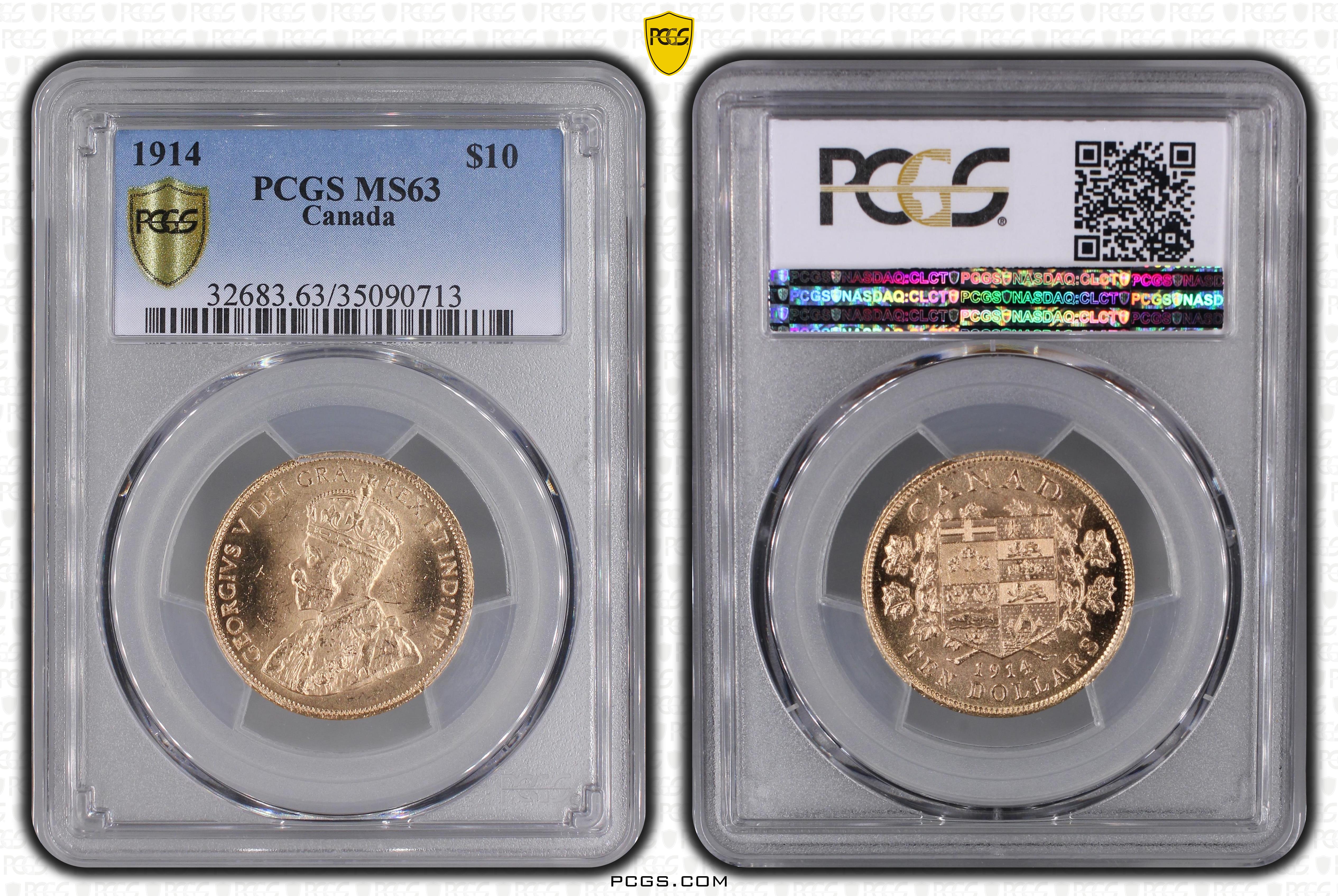 オークション,CANADA カナダ 10Dollars 1914 PCGS-MS63